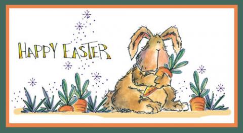 StampsByJudith.com: Bunny & Carrots Easter Card
