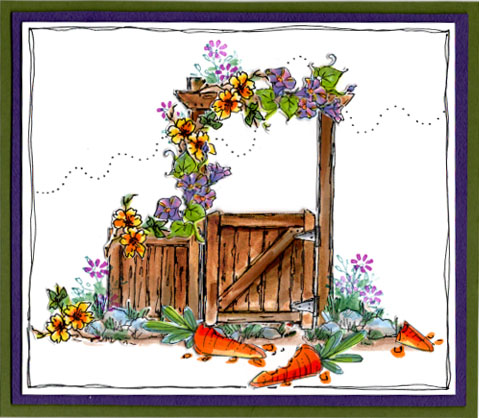 StampsByJudith.com: Bunny Garden Gate Card