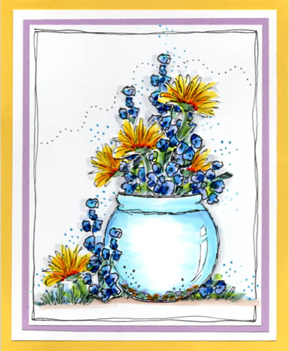 StampsByJudith.com: Hollyhock Fish Bowl Card