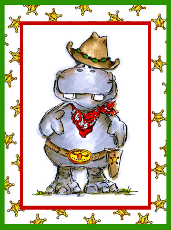 StampsByJudith.com: Cowboy Hippo Critter Card